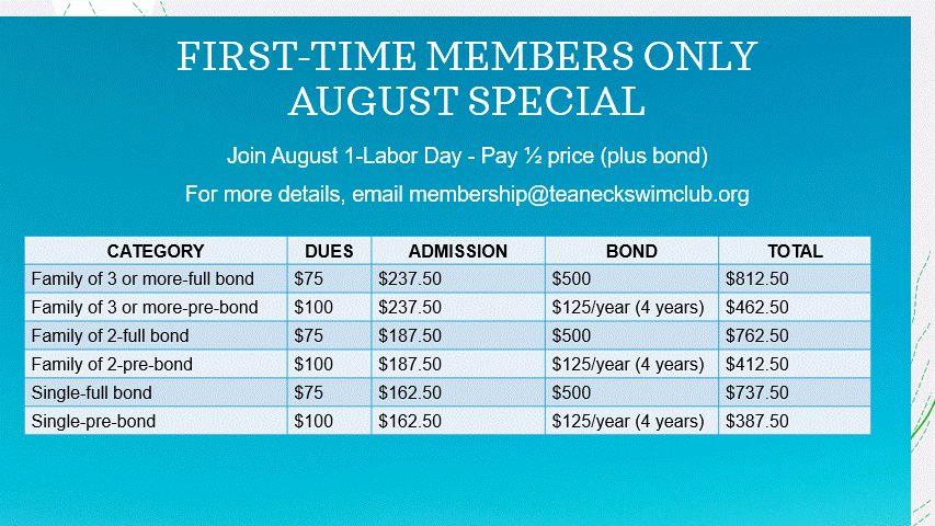 Membership – Teaneck Swim Club